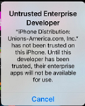Untrusted Developer Warning